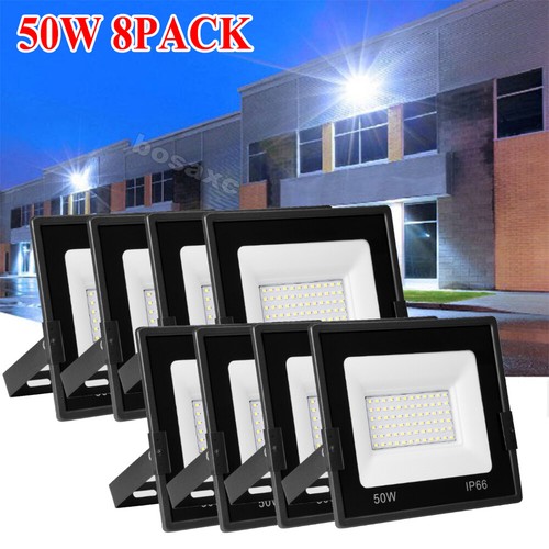 8X 50W LED Flood Light Outdoor Garden Lamp Yard Security Landscape ...