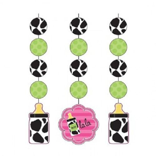 3 Cow Print Bottle New Arrival Baby Shower Party Strings Hanging ...