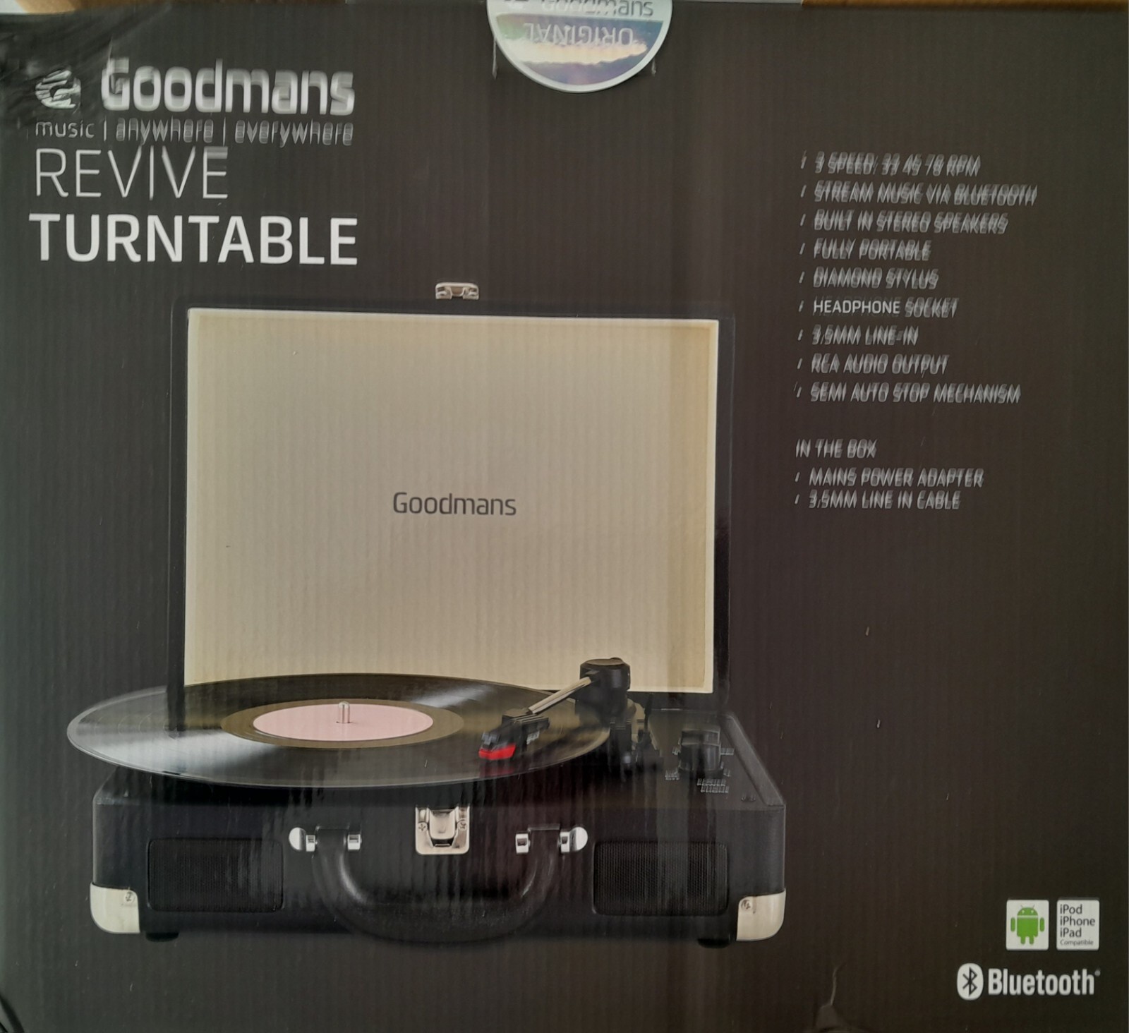 Goodmans Revive Turntable Vinyl Record Player - Bluetooth -New In Box ...