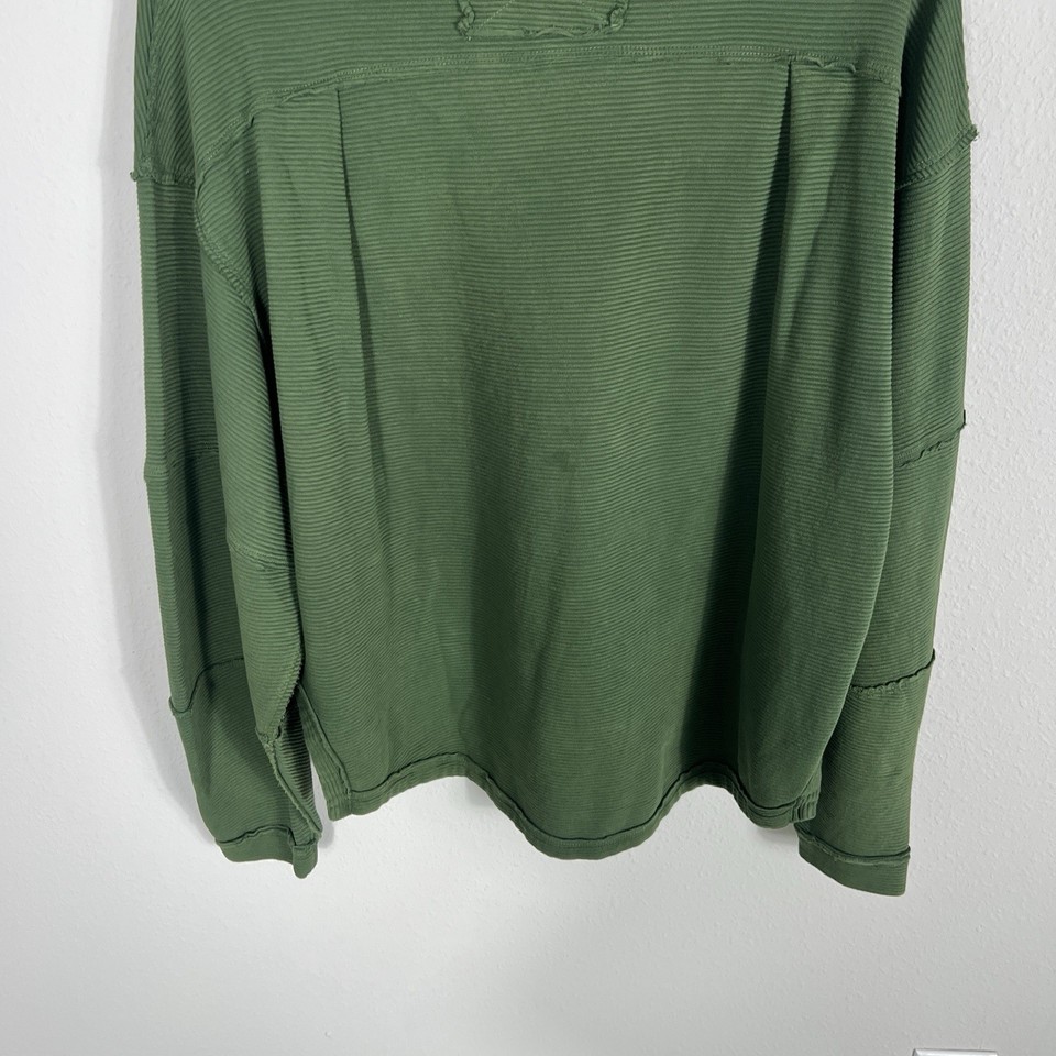 NWT Free People Total Eclipse Tee Womens Small Waffle Knit Forest Green ...