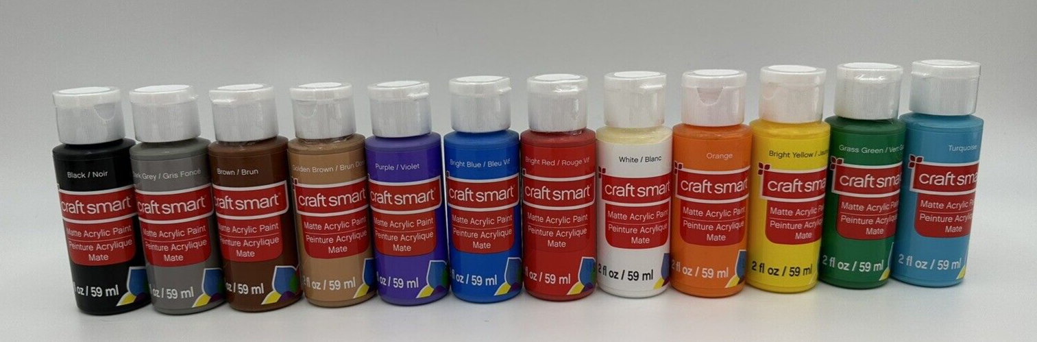 Craft Smart Acrylic Paint Value Set 12 Pack 2 Fl Oz Basic Primary ...
