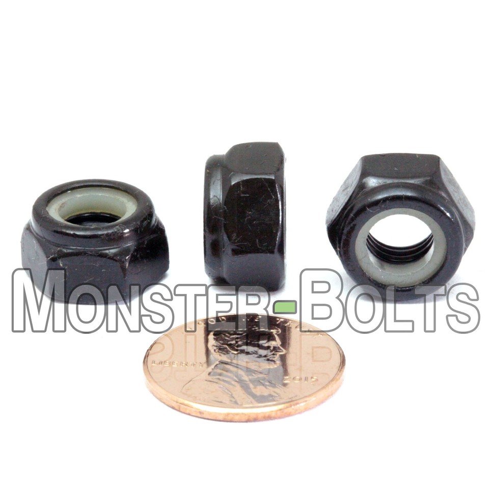 Nylon Insert Lock Nuts Steel w/ Black Oxide - M3 M4 M5 M6 M8 M10 DIN ...