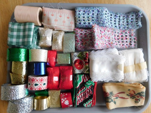 RIBBON Large Lot Vintage Sewing Notions Trim Fabric Millinery Dolls 2 ...