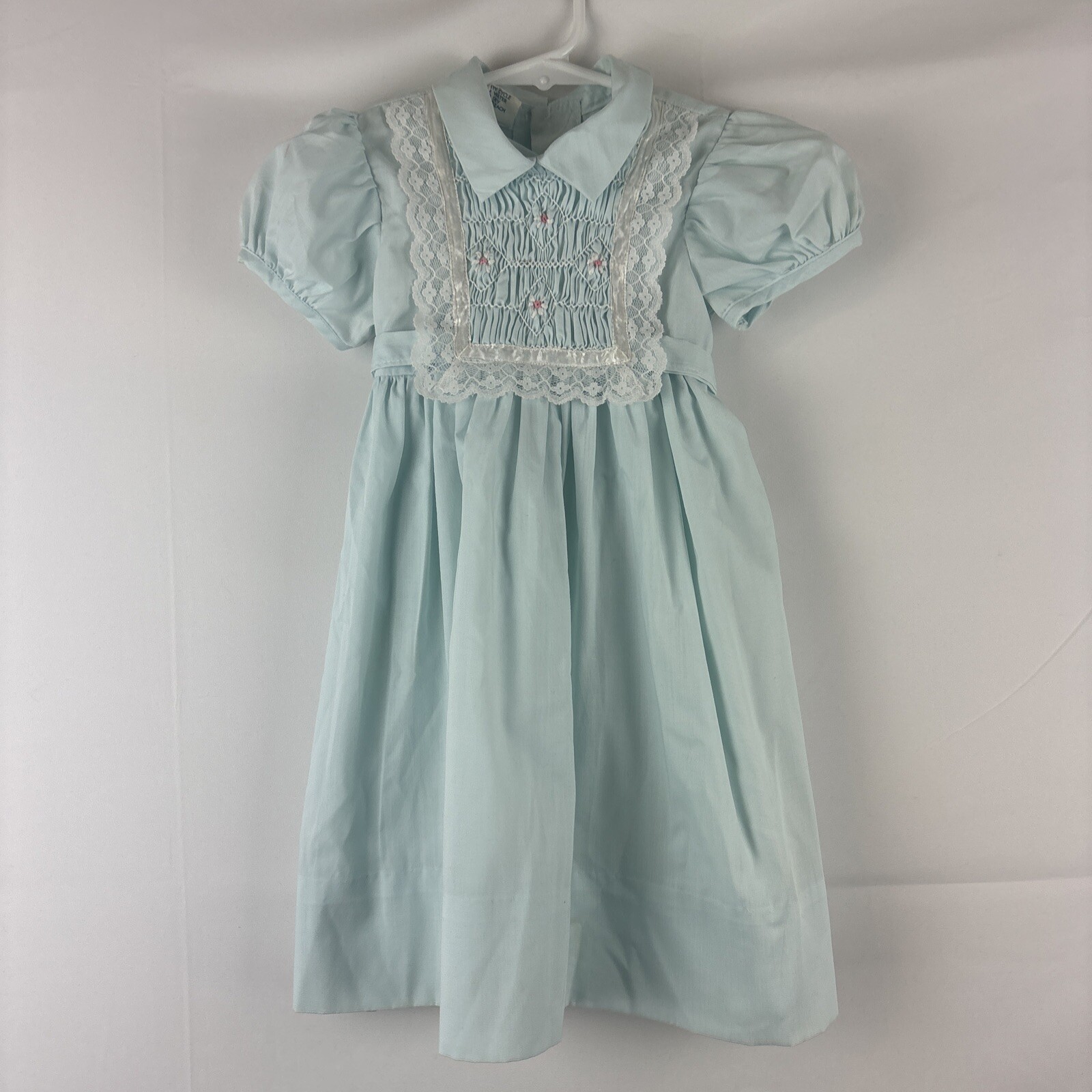 Vintage Princess Anne Blue Dress Hand Smocked Short S… - Gem