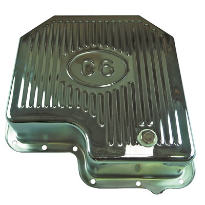 TRANSMISSION PAN FORD C6 EXTRA DEEP CHROME STEEL FINNED WITH DRAIN PLUG ...