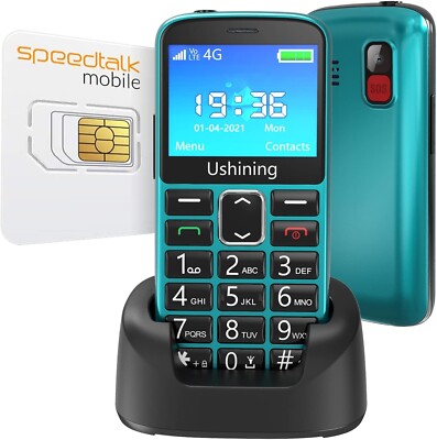 USHINING 4G Senior Cell Phone Unlocked Speed Talk SIM Card Senior Phone ...