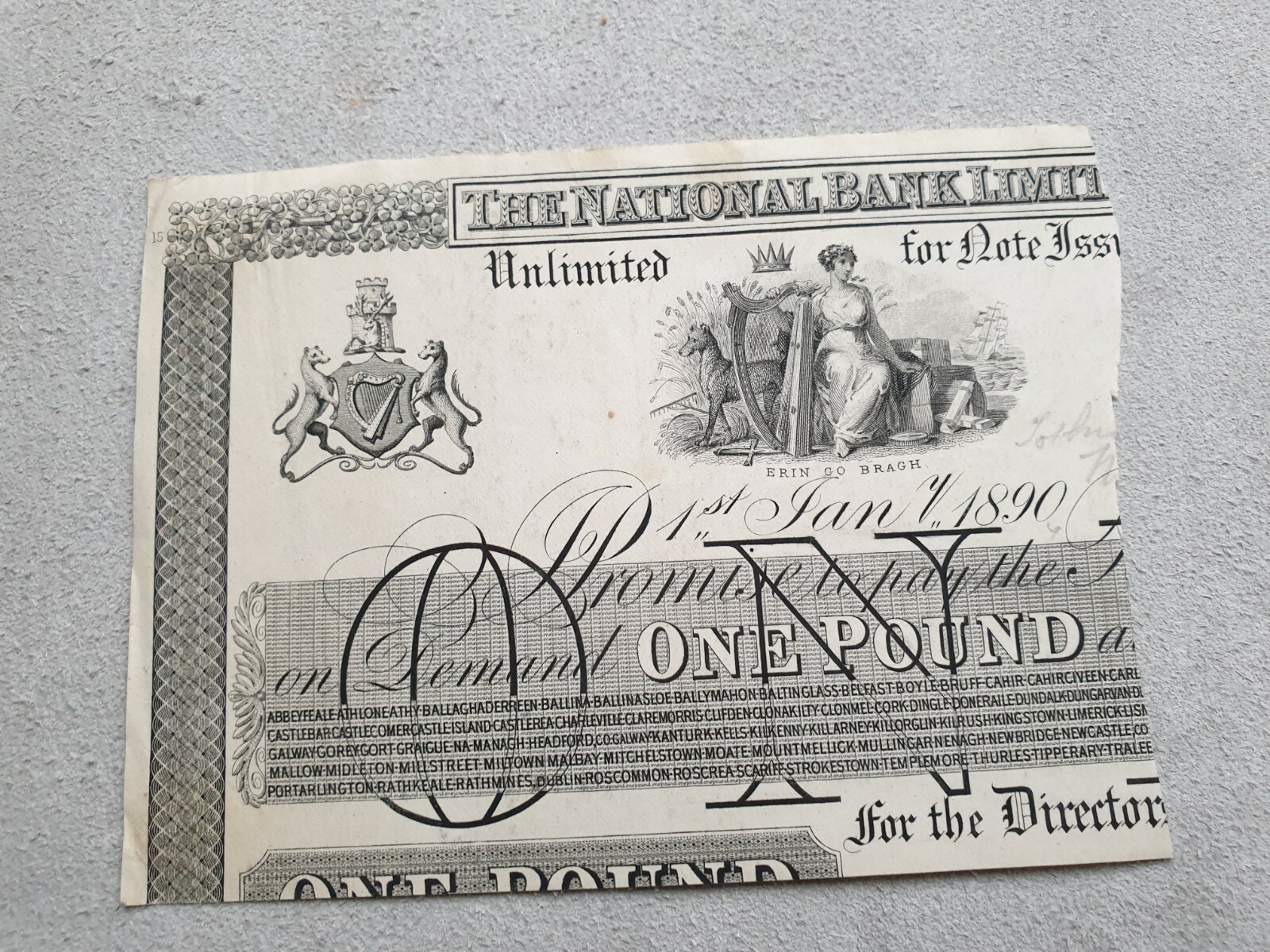 Ireland The National Bank Limited 1 Pound 1890 Proof Banknote | eBay UK