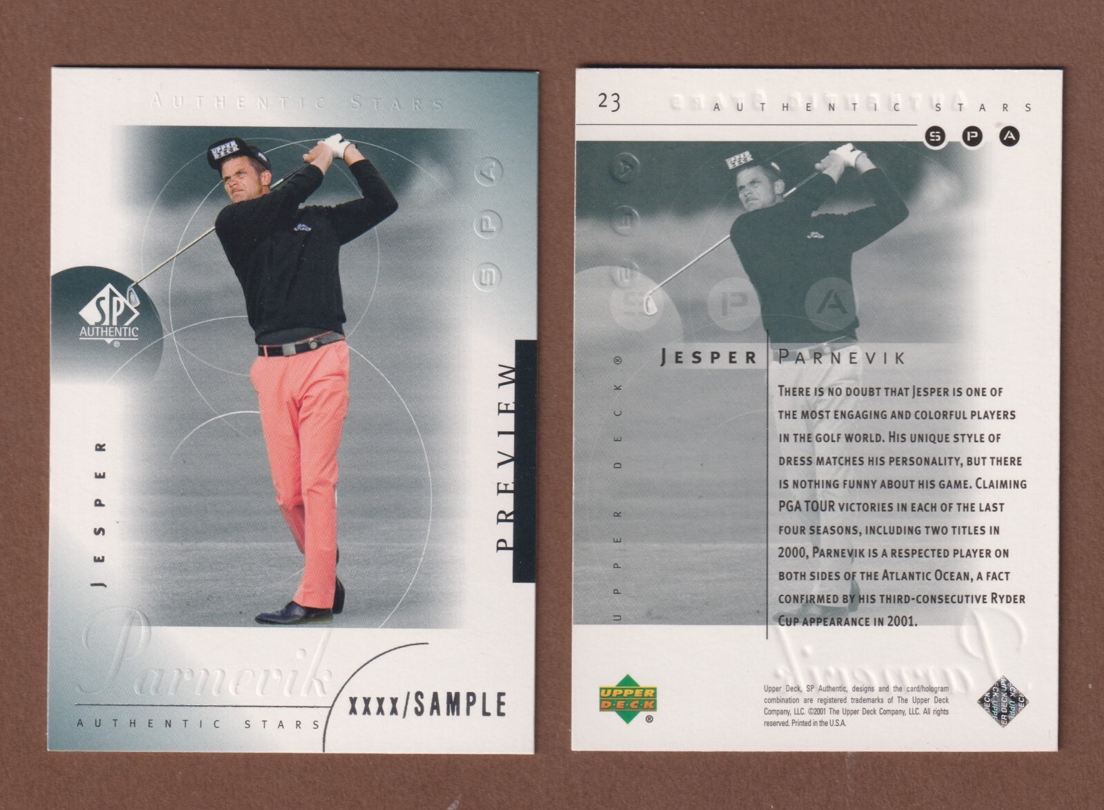 2001 SP Authentic Preview #23 Jesper Parnevik STAR - GOLF - 209 - 🔥⛳🔥 ...