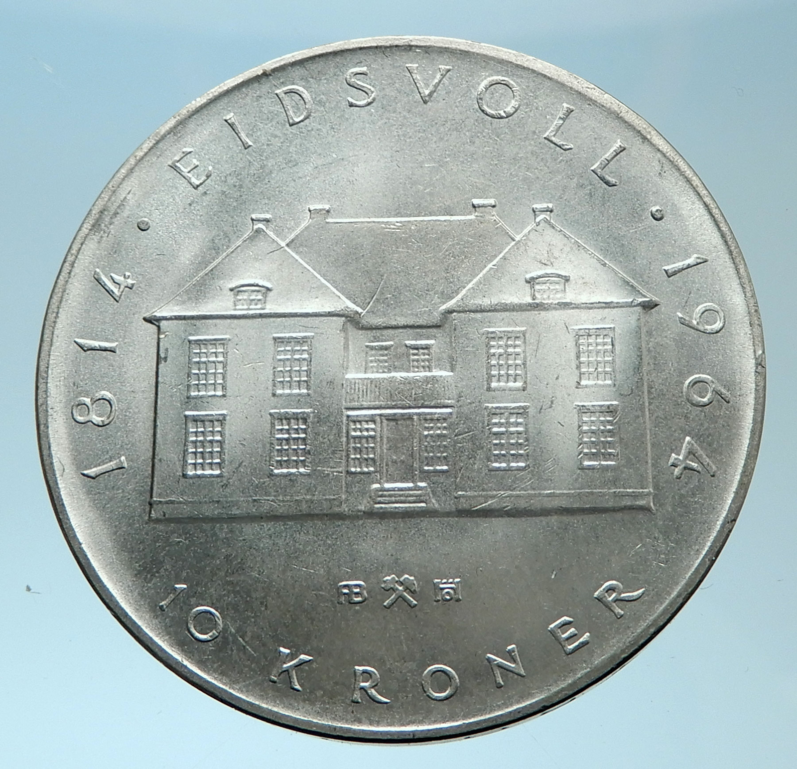 1964 NORWAY Antique Silver 10 Kronor KING Olav V Norwegian Vintage Coin ...