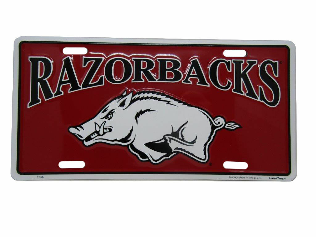 Arkansas Razorbacks Red 6"x12" Aluminum License Plate Tag FAST USA ...