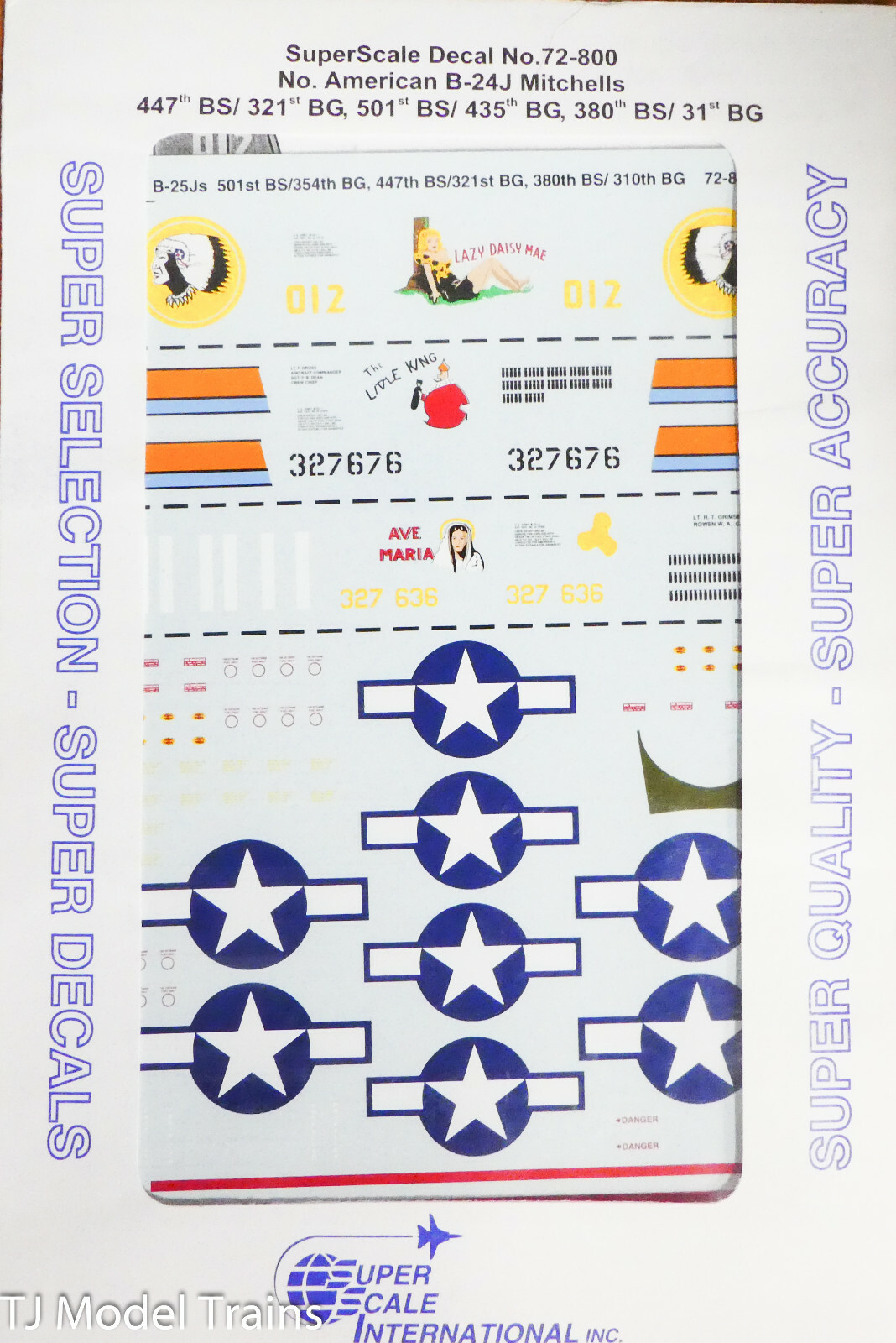 MicroScale Decals B-25J's 501st BS/ 354th BG 447th BS 321st BG 310th BG ...