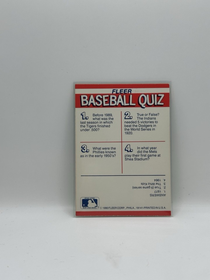 1991 Fleer Baseball Team Logo Stickers Card -- Indians Tigers Mets ...