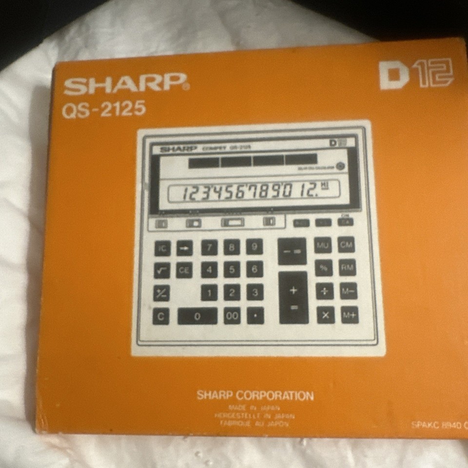 Vintage NIB Sharp Calculator Compet QS-2125 D12 Solar Cell Calculator ...