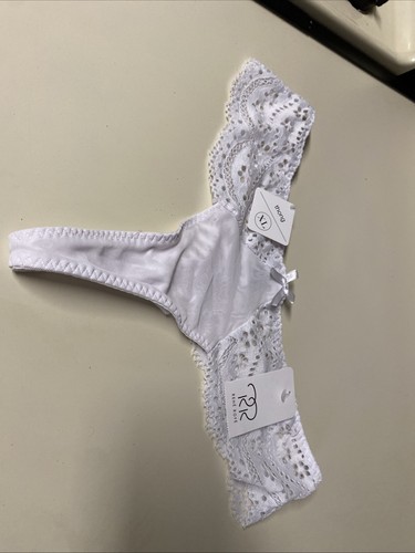 Rene Rofe Lingerie NEW White Bridal Chic Eyelet Mesh Thong XL | eBay