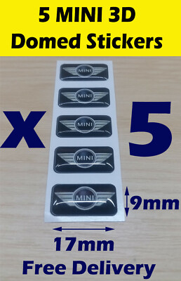 MINI 3D Sticker Badges Domed Gloss Finish 17mm x 9mm Miniature x 5 ...
