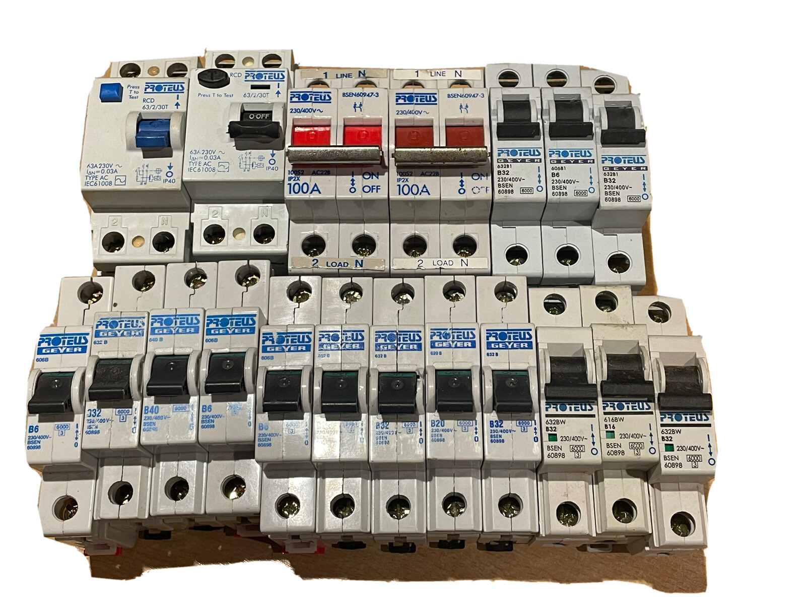Proteus MCBs 6A. 10A, 16A, 20A, 32A, 40A, 50A, RCD & Main Switch | eBay UK