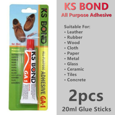2x KS Bond All Purpose Adhesive 20ML Power Glue Fabric Leather Paper ...