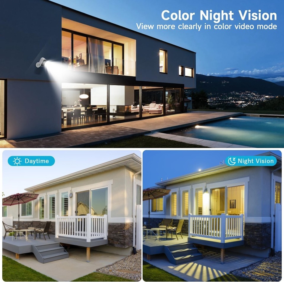 XVIM 3PK Wireless Solar Battery Camera WiFi 1080P Outdoor Security ...