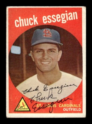 CHUCK ESSEGIAN SIGNED 1959 TOPPS BASEBALL GREY BACK #278 ST. LOUIS ON ...