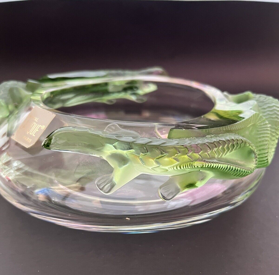 Lalique France Crystal Bamako Green Lizard Centerpiece Bowl | eBay