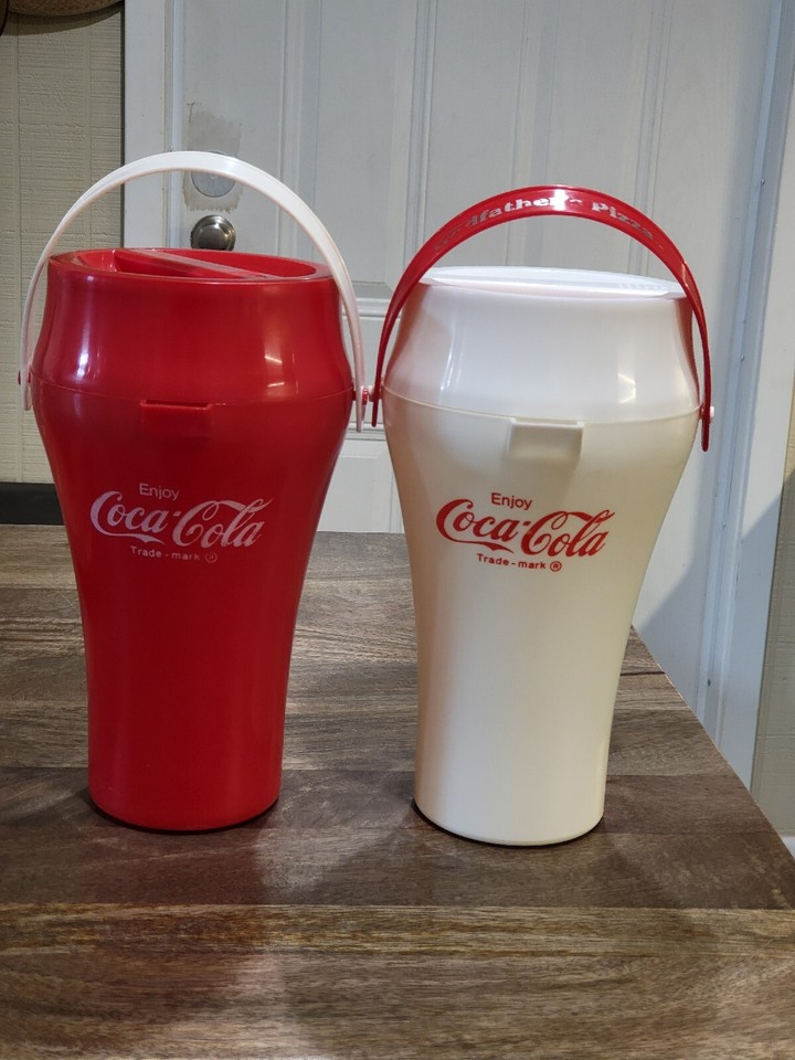 Vintage Coca Cola Godfather's Pizza Travel Mug Pitcher White Plastic ...