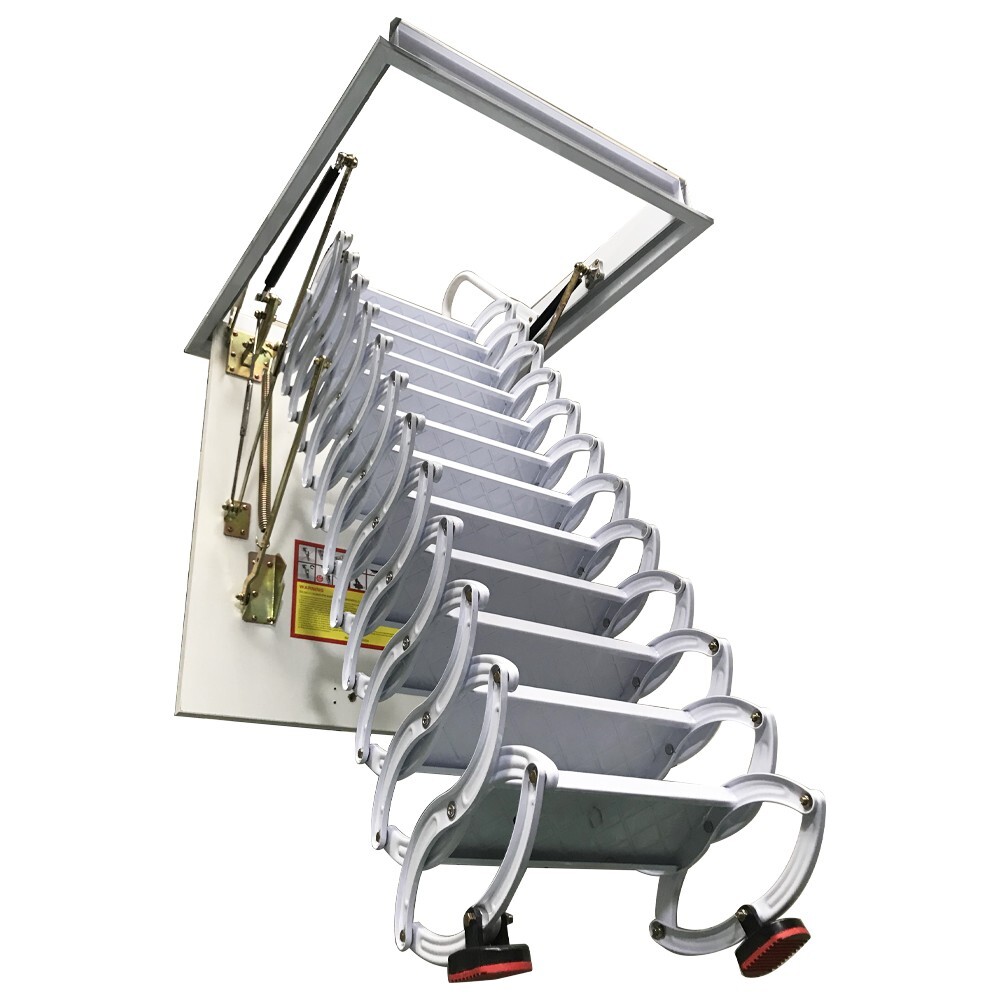 All White Attic Pull Down Ceiling Ladder Stairs Folding Loft Ladder ...
