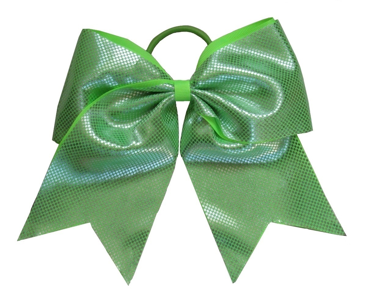 NEW "SPARKLE DOTS Neon Green" Cheer Bow Pony Tail Ribbon Hair Bows ...