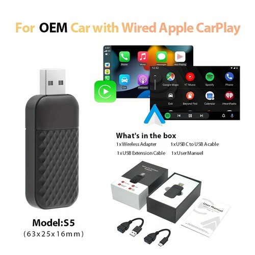 USB Wireless CarPlay Adapter For iPhone Apple Wireless Carplay Dongle ...