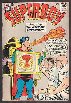 Superboy #115 ~ "The Atomic Superboy!"/ Atomic bomb CVR~ 1964 (3.5) WH ...