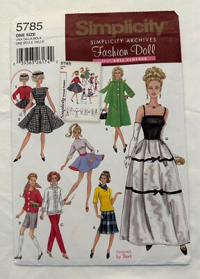 Simplicity Pattern 5785, Simplicity Archives Fashion Doll Clothes | eBay