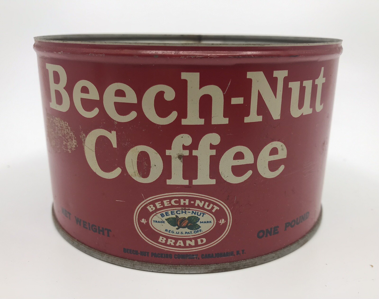 Vintage Beech-Nut Coffee Tin Can 1lb. Size No Lid Red & White | eBay