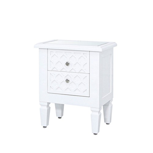Wood Bedside Cabinet White Side Drawer Nightstand Bedroom Modern Home ...
