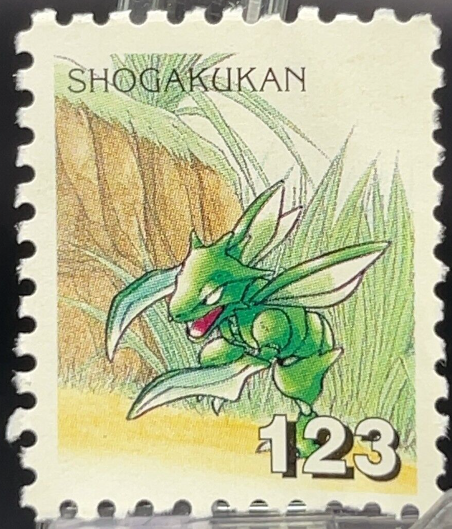 Scyther Pokemon Postage Stamp Card old 1998 CCG Shogakukan Japanese ...