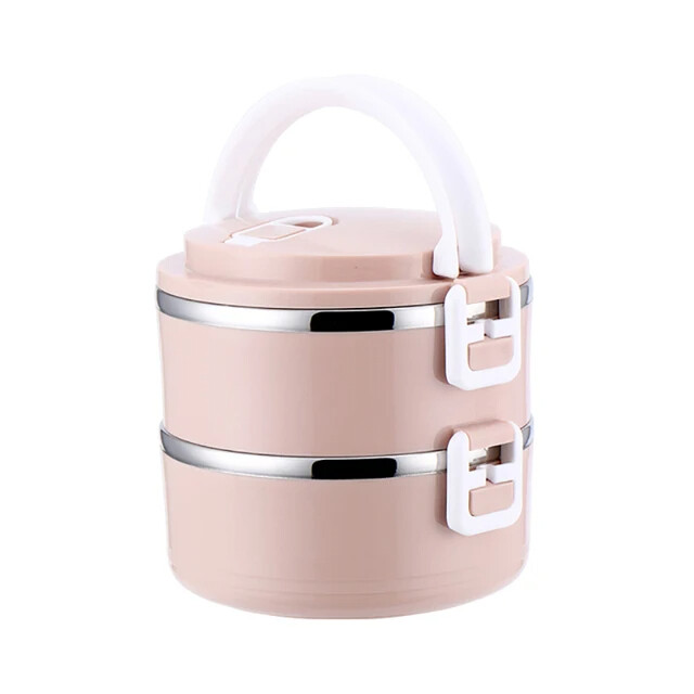 2 Tier Stainless Steel Insulated Lunch Box Container Thermos Soup and ...