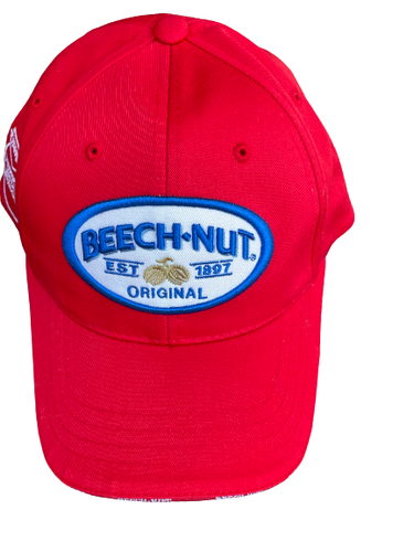 BEECH-NUT CHEWING TOBACCO HAT CAP RED BASEBALL TRUCKER ADJUSTABLE STRAP ...