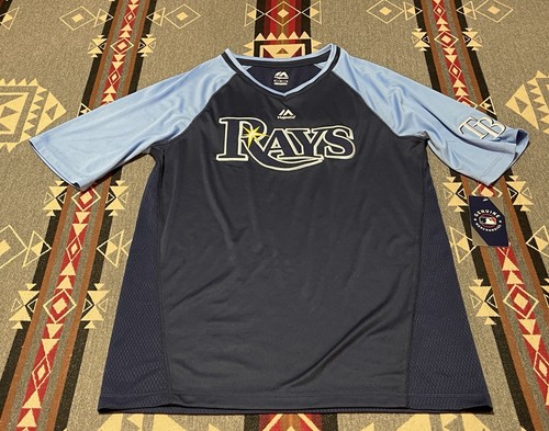 Majestic Tampa Bay Rays Blue Jersey Men’s Size M NWT Baseball MLB T25 ...