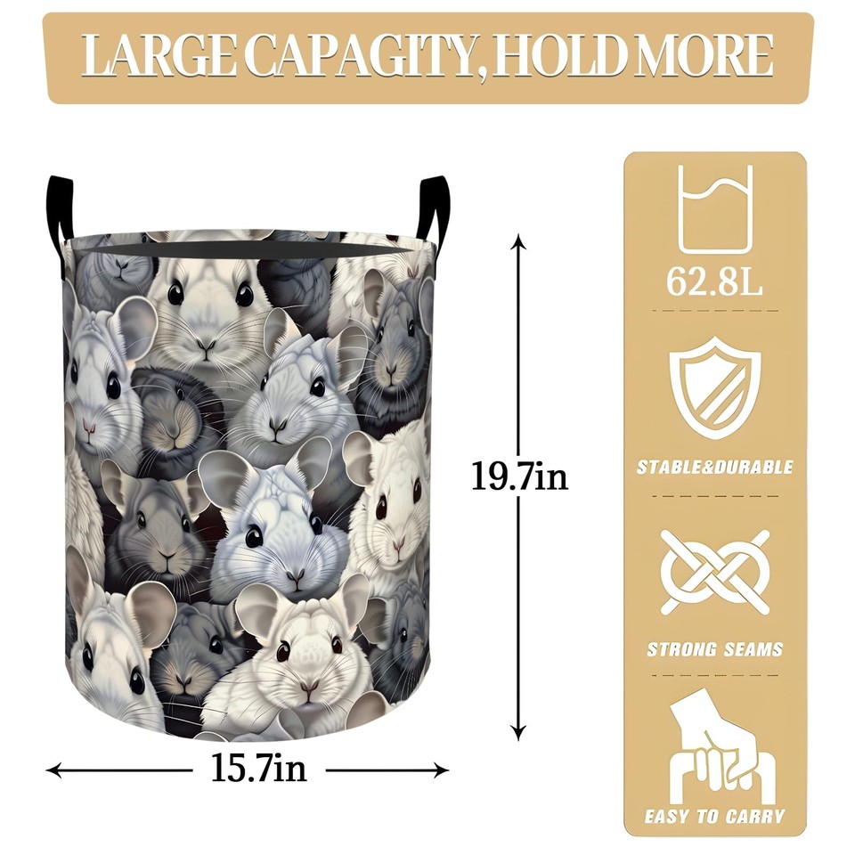 Cute Chinchilla Laundry Basket, Dorm Nursery Foldable Laundry Hamper ...