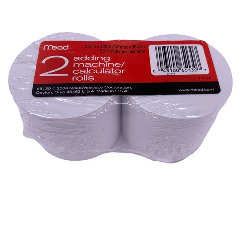 Mead Calculator Adding Machine Rolls NEW 2-1/4" W x 126' L 2 Rolls ...