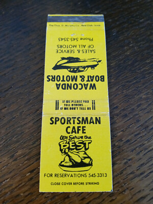 Vintage Matchbook: Sportsman Cafe/Waconda Boat & Motors, Glen Elder, KS ...