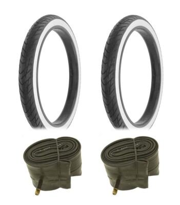 2 WHITEWALL BICYCLE DURO FAT 26 X 3.00 TIRES SEMI-SLICK BEACHBUM TREAD ...