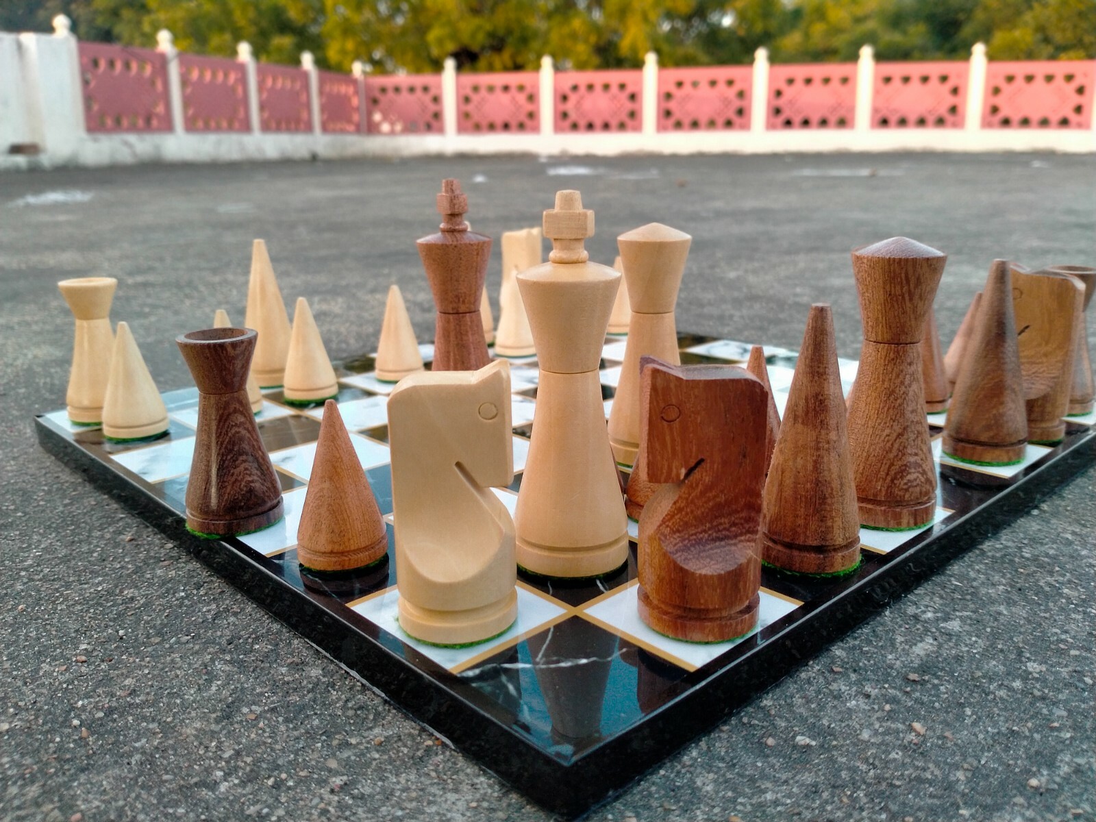 12''Inch Best Laminated Flat Chess Board Set with Wooden Pony Chess ...