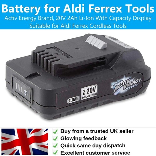 Battery for Aldi Ferrex Cordless Tools 20V 2Ah Li-Ion Activ Energy Charge Status | eBay UK
