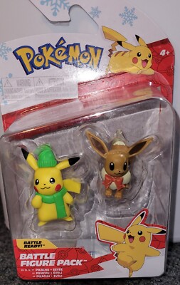 NIP Pokemon HOLIDAY CHRISTMAS Eevee & Pikachu Battle Figure Pack 2022 ...