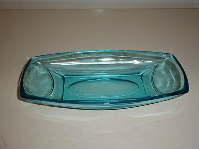 Elegant Vintage Blue Glass Rectangular Relish Dish | eBay