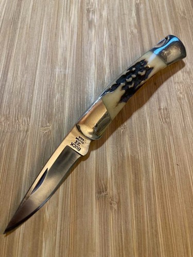 BUCK 500series Folding Knife Stag Handle Full Tang Made In USA Used ...