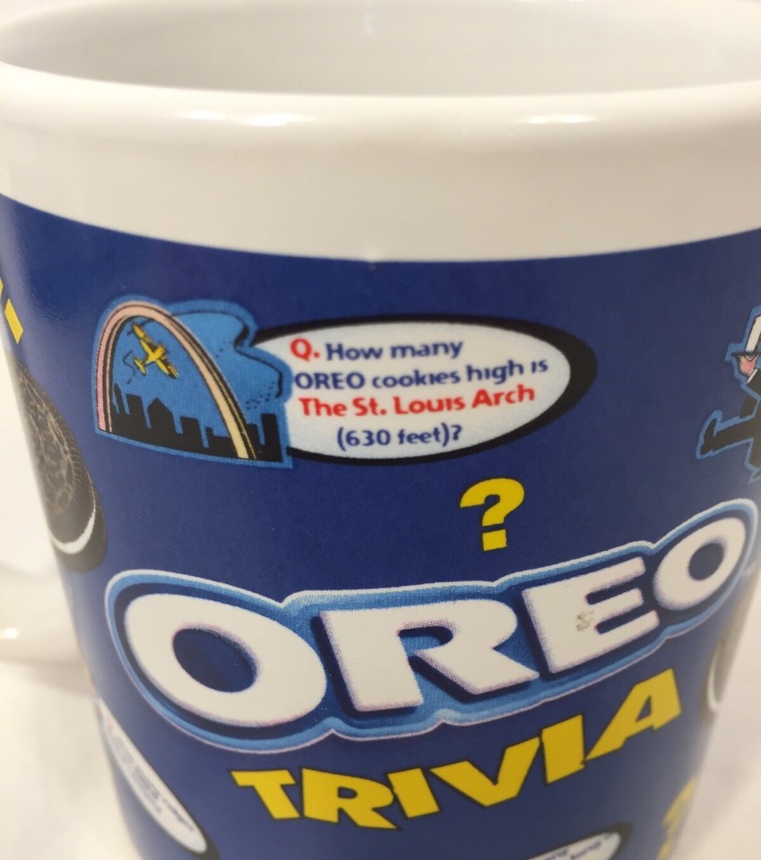 Oreo Collectable Coffee Mug Trivia Cup Nabisco Cookies Blue White ...
