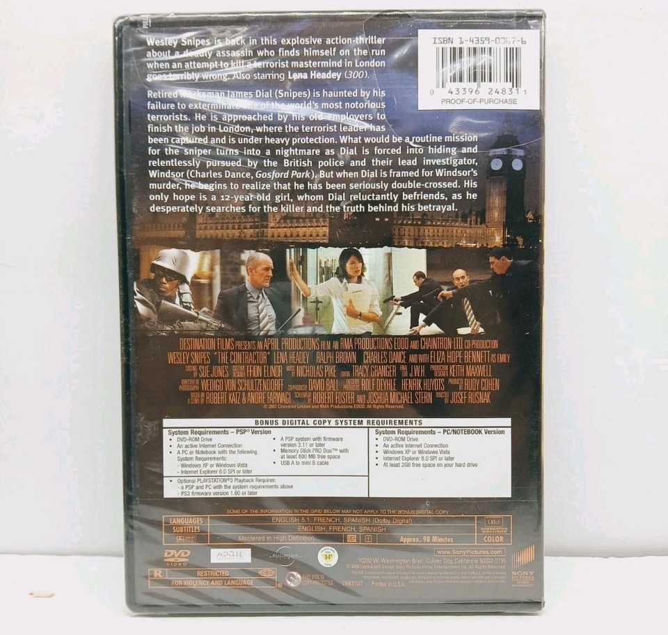 The Contractor (DVD+Digital) Wesley Snipes Destination Films 2008 (New ...