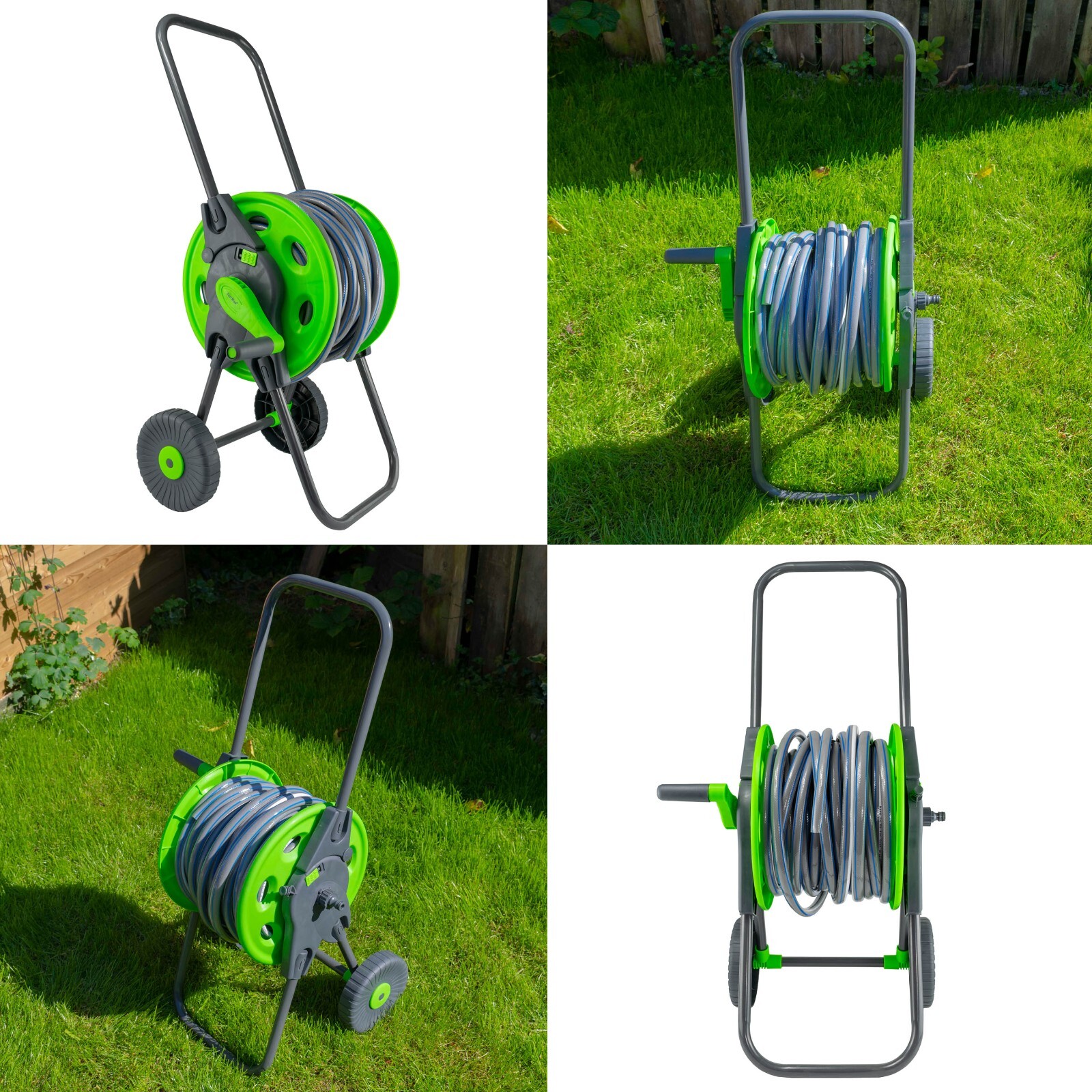 garden hose reel/cart on wheels - WITH 100FT GARDEN HOSE- fold down ...
