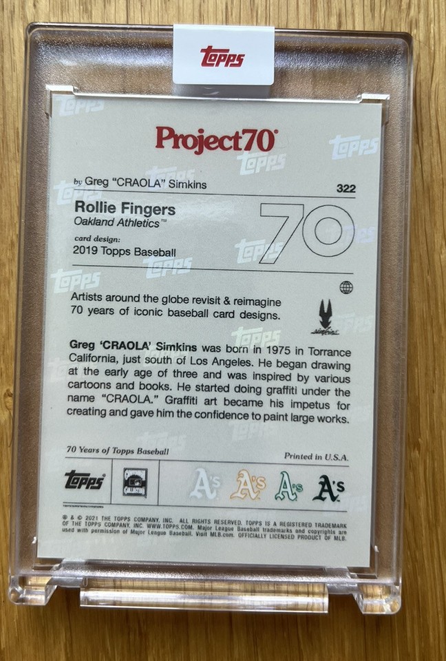 Topps Project 70 Card #322 2019 Rollie Fingers by Greg CRAOLA Simkins ...