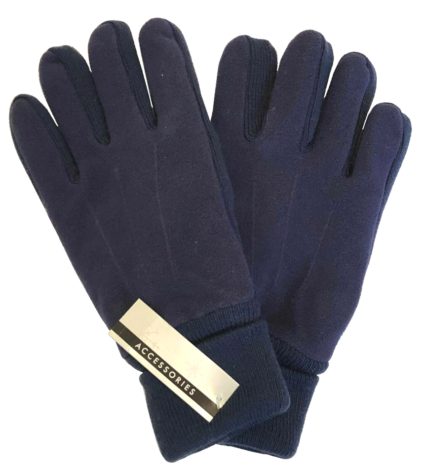 MENS THERMAL LINED FLEECE GLOVES NAVY BLUE SIZE L/XL 39174241407 | eBay